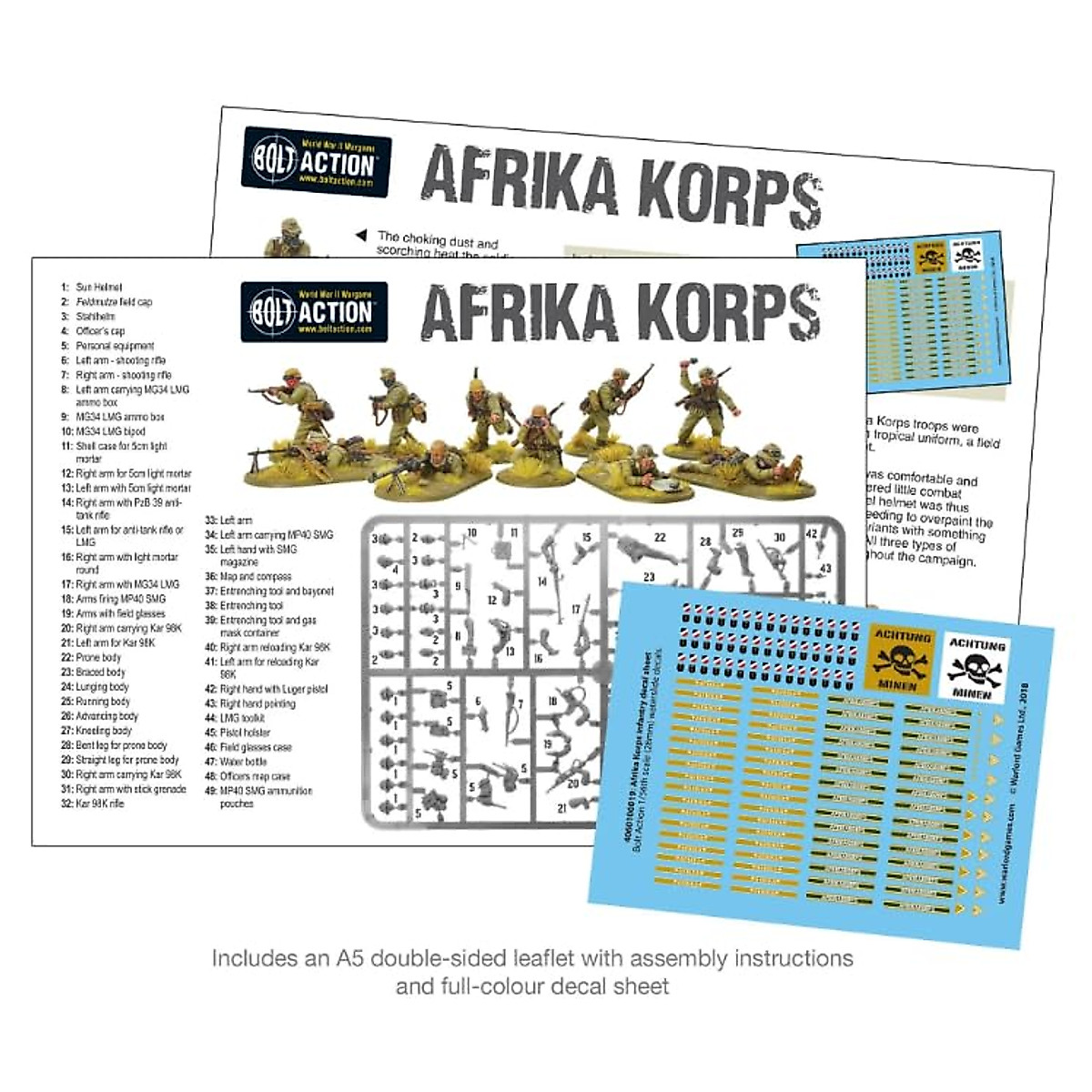 Bolt Action Afrika Korps German Grenadiers Western Desert 1:56 WWII Military Wargaming Plastic Model Kit