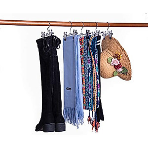 Amber Home 20 Pack 6" Metal Boots Hangers with 2 Adjustable Clips, Portable Multifunctional Hangers Space Saving for Socks Hats Towels Bags, Clips Hanger for Pet Clothes and Traveling (20 Pack)