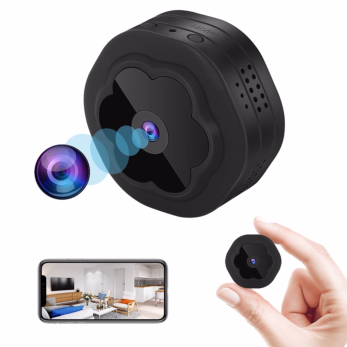 WiFi Spy Hidden Camera Mini Wireless Portable Nanny Cam,1080P HD Small Indoor Security Cameras with Night Vision Motion Detection Alert for Phone APP, Tiny Spy Cam for Home/Apartment/Car/Office/Baby