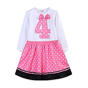 Mud Kingdom 4 Year Old Birthday Dress Girl Cute 4 Long Sleeve Pink