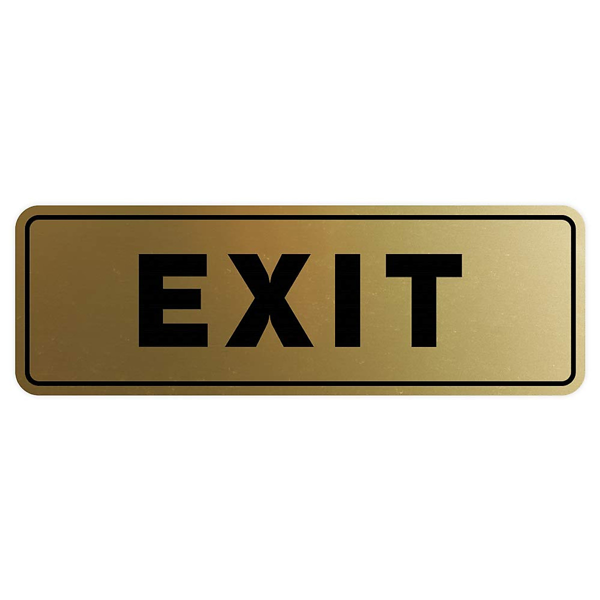 All Quality Standard Exit Wall or Door Sign | Durable Plastic and Easy Installation | Double-Sided Foam Adhesive Tape - Brushed Gold - Medium (1 Pack)