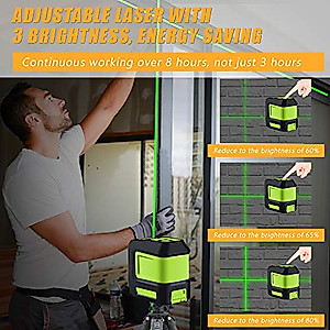 Line Laser Level Tool – 100ft Green Self Leveling Laser Line Level with Horizontal and Vertical Line Laser leveler for Indoor Outdoor Picture Hanging Construction Wall Writing Tile Installation