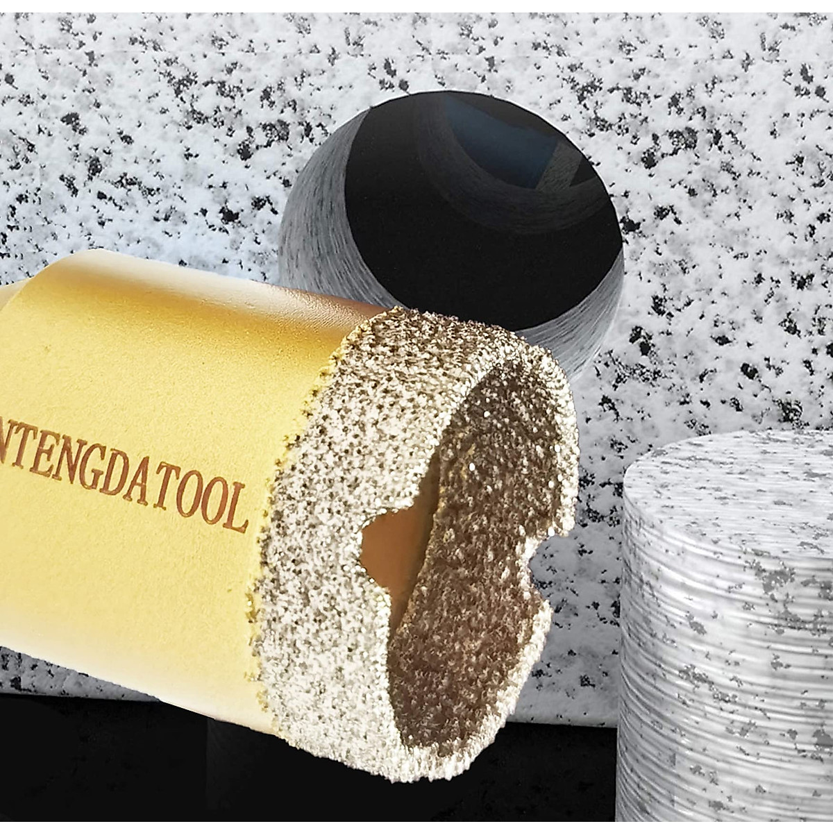 Antengdatool 2 Inch Dry/Wet Diamond Hole Saw for Angle Grinder - 50mm Porcelain/Tile Core Drill Bits for Ceramic Marble Brick Granite Stones Attach Round Shank Adapter