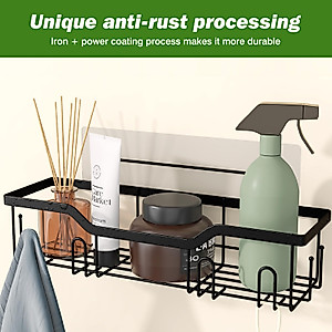 Fixwal 3-Pack Shower Caddy Bathroom Storage Rack with Soap Holder, Anti-Rust Strong Adhesive Storage Rack No Drilling Required, For Interior Shower Home Kitchen Storage Rack (Black)
