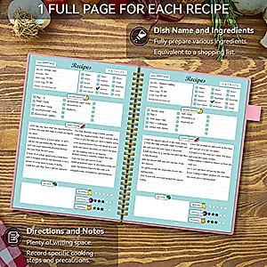 Recipe Book to Write in Your Own Recipes, Blank Recipe Notebook with Tabs for Family Cooking Lover, 120 Pages Recipe Organizer, 8.5 x 5.5", Pink