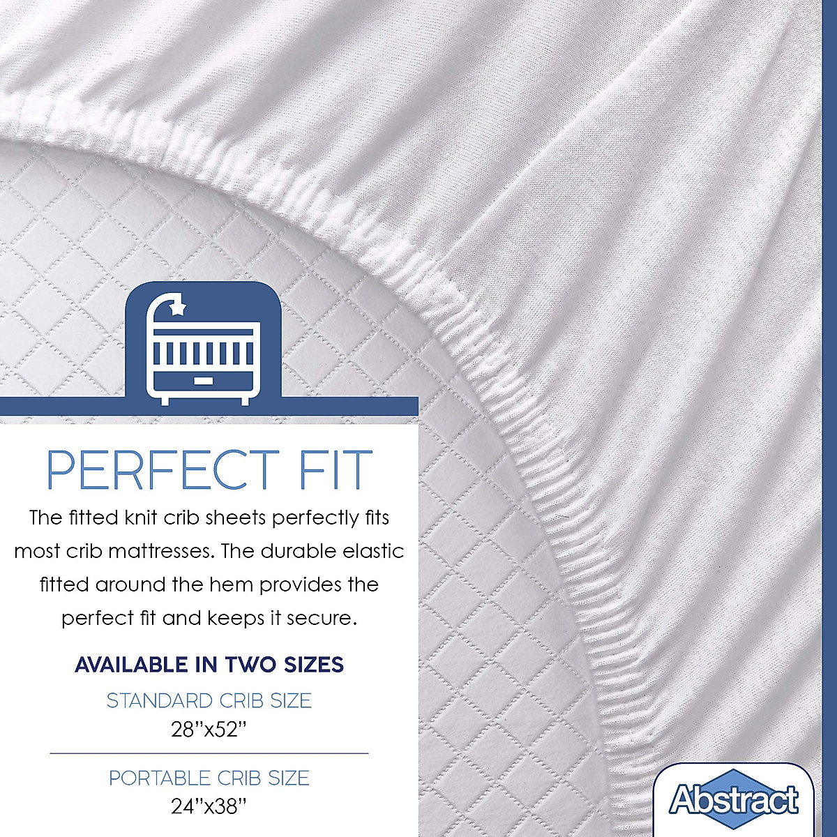 Abstract Cotton Crib Sheets - Fitted Crib Sheet for Standard Crib Mattress - Ultra Soft Crib Sheets for Boys Girls Baby - Universal - Snug Fitted - Cotton - 28"x52" (Solid White)