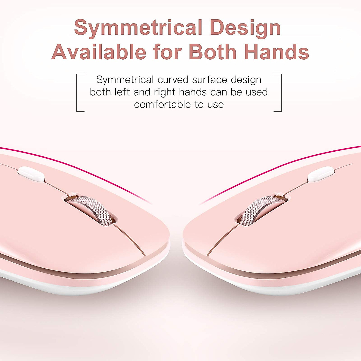 PINKCAT Wireless Flat Mouse, 2.4G Optical Mouse, Computer Mouse for Laptop, PC, Computer, Chromebook, Notebook, Especially Designed for Computer Bags (Pink)