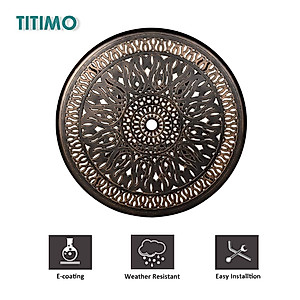 TITIMO 3 Piece Outdoor Bistro Round Table Set Cast Aluminum Table and Chairs Patio Furniture Antique Bronze