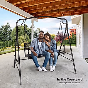 VINGLI Upgraded Metal Patio Porch Swing, 660 LBS Weight Capacity Steel Porch Swing Chair for Outdoors, Heavy Duty Garden Swing Bench for Gardens & Yards (Pattern 2)