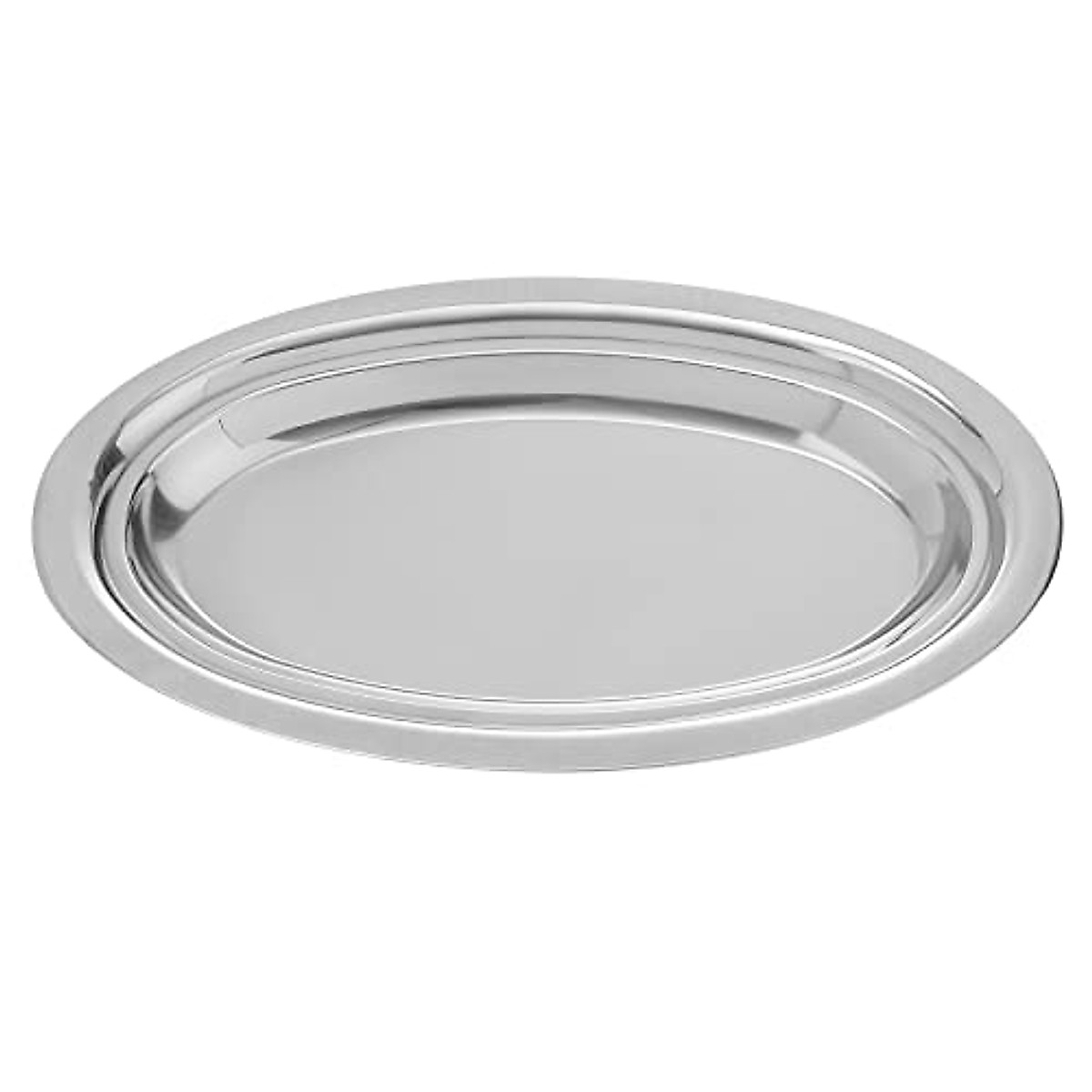 FRCOLOR Stainless Steel Oval Platter 26CM Fish Plate Appetizer Dish Snack Plate Kids Carvery Plate Serving Tray for Steaming Fish Dessert Meat Sushi Silver