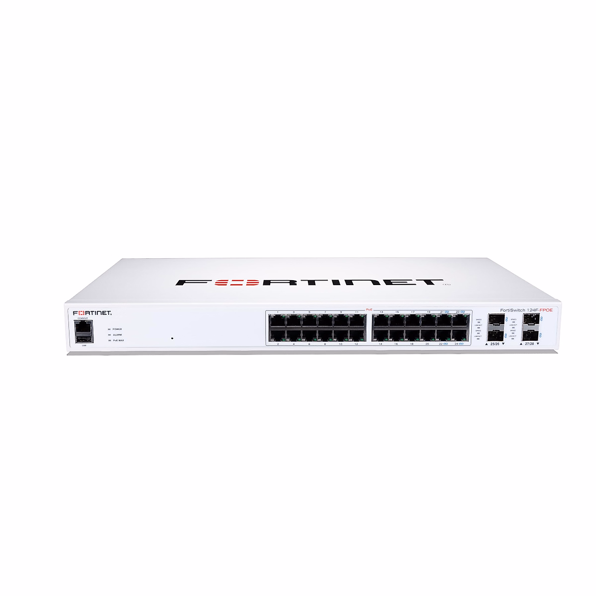 FORTINET FortiSwitch 124F-FPOE - FS-124F-FPOE, L2+ Managed POE Switch with 24GE + 4SFP+, 24port POE. Rack Mountable