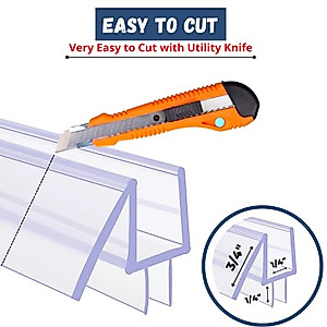 2-Pack Hipple Home Frameless Shower Door Bottom Seal Strip (1/4 x 39" (6mm))