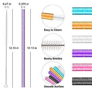 Allwith 12 PCS Replacement Straws for Stanley|Owala|Simple Modern 40oz 30oz Tumbler, Reusable Color Drinking Straws with Cleaning Brush for Stanley Cup Accessorie，BPA Free, Dishwasher Safe