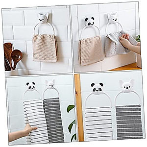 Cabilock 1pc Towel Rack Plastic Hooks for Hanging Clothes Hanger Hooks Hanger Hooks for Plastic Hangers Countertop Towel Ring Hand Towel Holder Tower Rack Abs White Punch Free Ring Cute