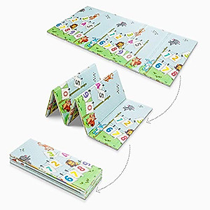 Eanpet Baby Play Mat Foam Area Rug for Kids Toddler Infant Ultra Thick Folding Large Crawl Mat Non-Slip Playmat for Bedroom Playroom Nursery ABC Letter (Traffic)