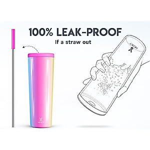 Meoky 30 oz Insulated Tumbler with Lid and Straw, Stainless Steel Vacuum Insulated Tumbler, Keeps Cold for 24 Hours, 100% Leak Proof, Fits in Car Cup Holder (Carnival)