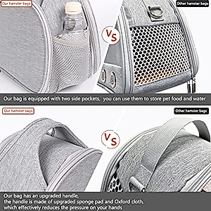 YUDODO Hedgehog Carrier Guinea Pig Carrier Bag Hamster Rat Pouch Gerbil Sugar Glider Portable Pet Travel Handbag Small Animal Carrier Flying Squirrel Carrier (Grey)