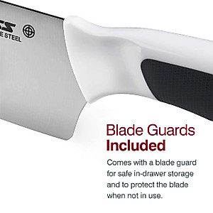 Zyliss Comfort Knife - Japanese Stainless Steel Knife - Non-Slip Contoured Handle for All Hand Sizes - Kitchen Knife with Safety Kitchen Blade Guards - Dishwasher Safe - 8" Chef's Knife