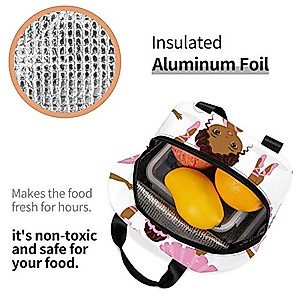 Lycomify Reusable Tote Lunch Bag,Pink Ballet Cute Girl Ballerina Dancer Skirt Gymnastic Kid Personalizedwaterproof Insulated Cooler box Bags Luch Container for Office School Picnic Beach Workout…