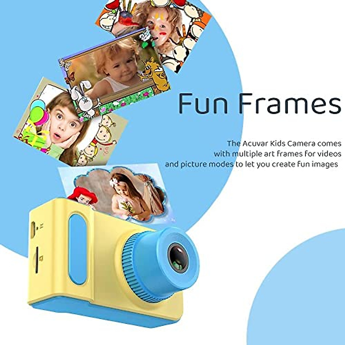 eDealz Full 1080P Kids Selfie HD Compact Digital Photo and Video Rechargeable Camera with 2" LCD Screen, Video Games and Micro USB Charging (Blue, SD Card + Reader + Card Holder)