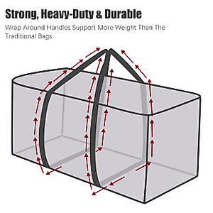 PANDA JOYS Extra Large Moving Bags with Zippers & Carrying Handles, Heavy-Duty Storage Tote for Space Saving Moving Storage, Fold Flat, Alternative to Box and Bin - 8 Pack, Semi-Transparent