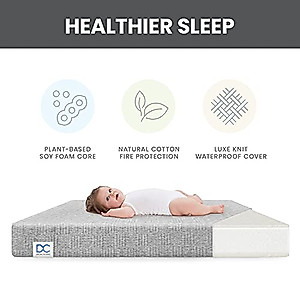 Delta Children Sweet Beginnings Dual Sided Baby Crib Mattress and Toddler Mattress, GREENGUARD Gold and CertiPUR-US Certified, Firm Plant-Based Foam, Waterproof, 5 Year Warranty, Made in USA