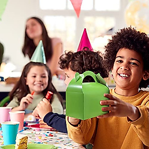 Bssay 30 Pack Party Favor Treat Boxes,Goodie Boxes,Gable Paper Gift Boxes with Handles Perfect for Birthday Party,Wedding,Christmas,Baby Shower 6.5 x 4 x 4 Inches (Green)