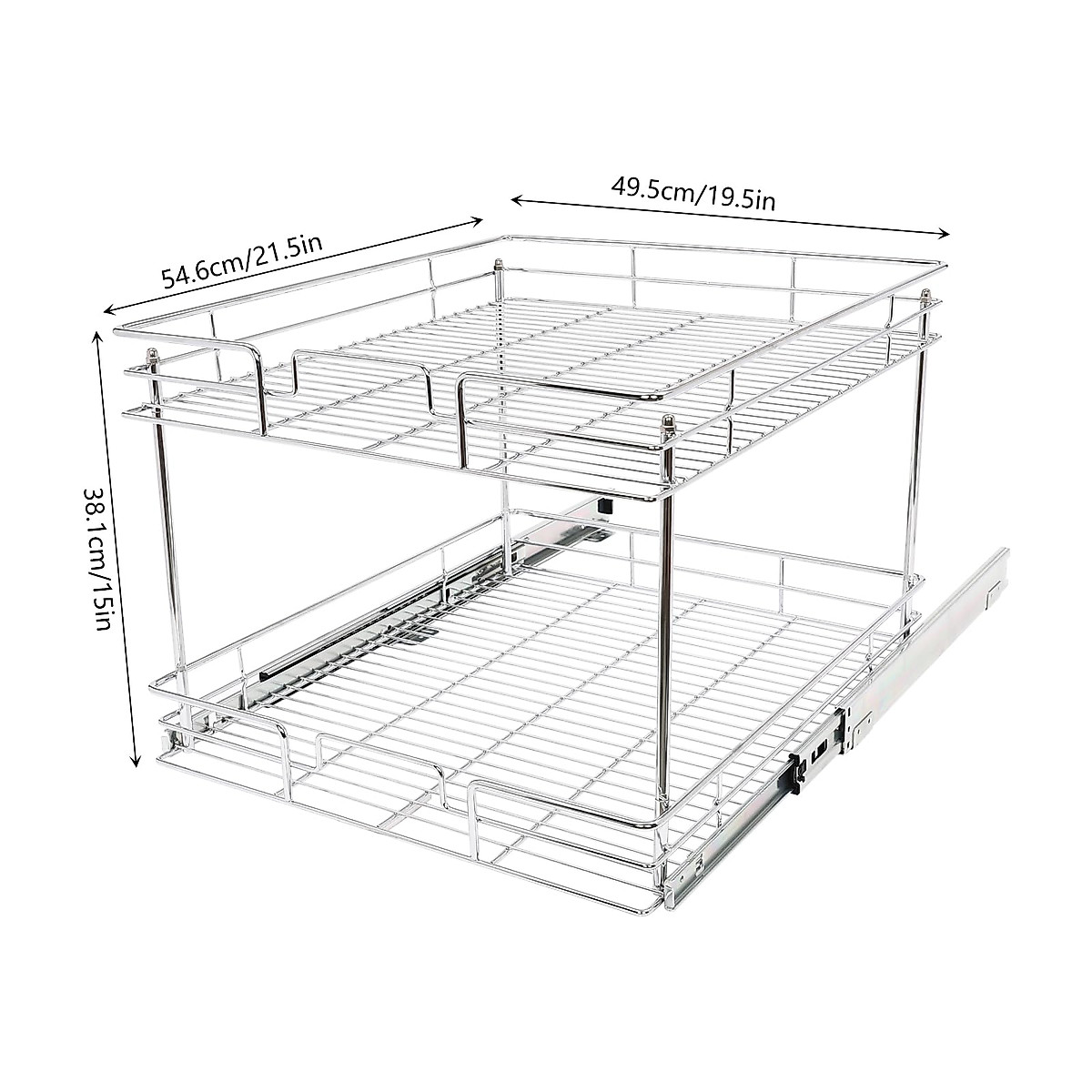 Sink Organizer and Storage,Multi-Purpose Cabinet Organizer,2-Tier Cabinet Pull Out Shelves,Pull Out Cabinet Organizer,Kitchen Helper,for Bathroom,Laundry Room,Kitchen,Pantry(Silver,21.5*19.5*15in)
