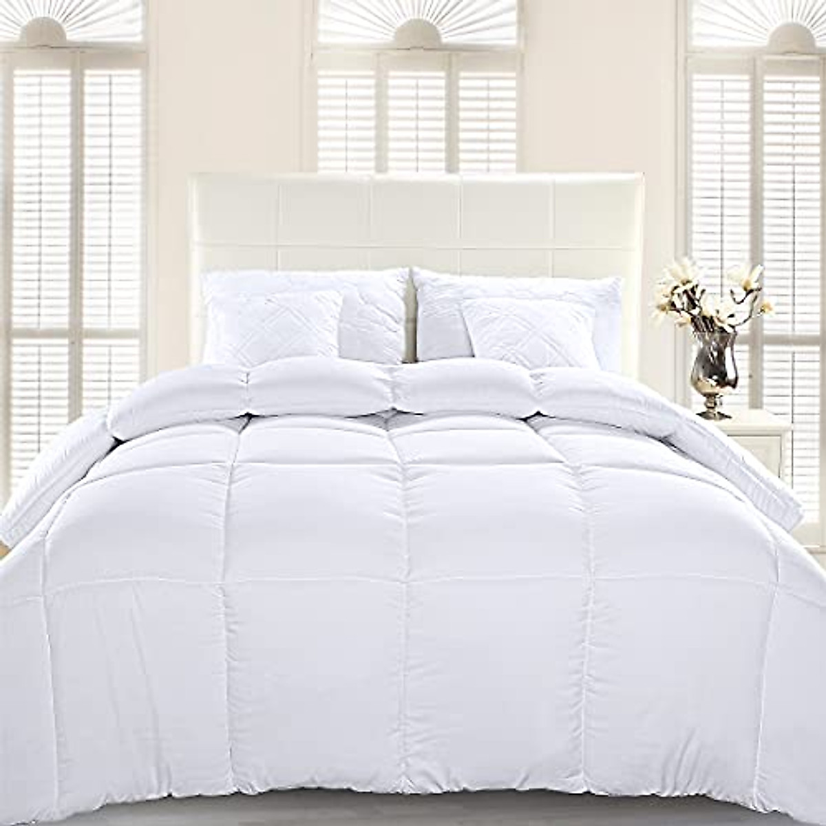 Utopia Bedding Comforter Duvet Insert - Quilted Comforter with Corner Tabs - Box Stitched Down Alternative Comforter (King, White)