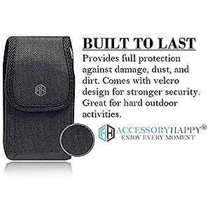 AH Military Grade Cell Phone Pouch Clip Holster Holder w/Belt Loop for iPhone 8 Plus 13 Pro Max 15 Plus, S24 Ultra Nylon Canvas Construction Cell Phone Holsters Fits Cell Phone w/Otterbox (Large)