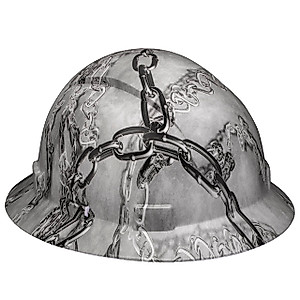 Acerpal Full Brim Non-Vented Chain Art Design Matte Finish OSHA Hard Hat with 6 Point Suspension