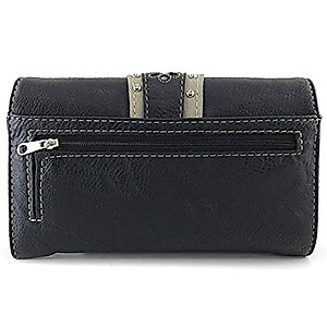 Zelris Western Floral Blossom Buckle Women Conceal Carry Tote Handbag Purse Set (Black)