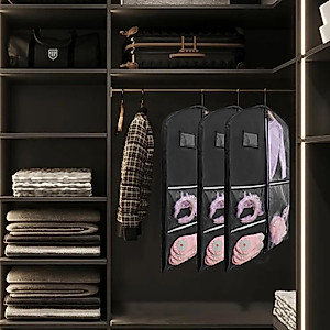 40" Clear Dance Costume Garment Bag for Dancers,Kids Garment Bag for Dance Competitions with 5 Clear Zipper Pockets For Dance Costumes,Dress,Suit,Storage or Travel.