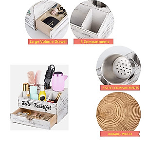 Muyankissu hair tool storage organizer, Wooden Hair tool organizer for Bathroom, Kitchen and Makeup,Hair organizer storage Perfect for Storing Blow Dryer, Straightener and Brush