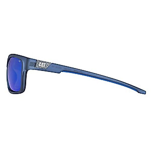 Caterpillar Men's Coder Polarized Sunglasses Square, Matte Navy Crystal, 60 mm