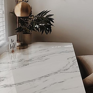 POVODA Marble Contact Paper for Countertops Peel and Stick Wallpaper Removable for Cabinets Drawers Countertops Kitchen Bedroom Furniture Waterproof Self Adhesive 11.8x78.7 inches, White