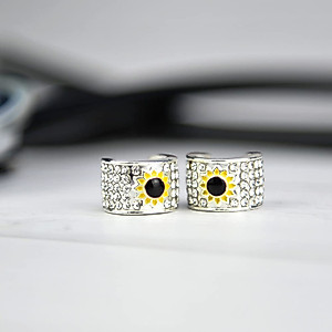 HEYGOO 2 Pack Bling Sunflower Stethoscope Charms, Stethoscope Tag Personalized Hospital Nurse Identification Accessories