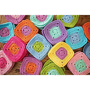 Studio Sam Pure Cotton Yarn Set for Knitting and Crochet. Pack of 10 Skeins, Total 1850 Yards. Great for Baby Blankets and Clothes. Boho Brights Collection.