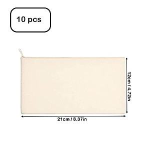 Blank DIY Craft Bag Canvas Zipper Bags 10 Pack Zipper Canvas Pen Pencil Case Multipurpose Makeup Bags Cosmetic Bag Travel Toiletry Pouch for Storage Small Items Travel Party Gift (White 8.3X4.8inch)