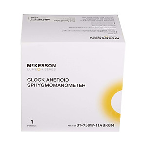 McKesson LUMEON Clock Aneroid Sphygmomanometer, Blood Pressure with Cuff, Wall Mounted, Black, Adult Medium, 1 Count