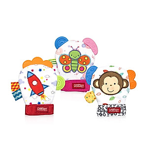 Nuby Funky Mitts Teething Mittens, Rocket