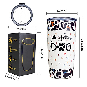 ONEHAUS Dog Mom Gifts For Women - Dog Mom Tumbler Gifts - 20oz Dog Lovers Gifts, Stainless Steel Insulated Tumblers Coffee Travel Mug Cup with Lid Mothers Day Birthday Gift For Dogs Lover-1 Pack