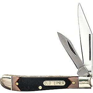 Old Timer 72OT Dog Leg Jack 5.2in Traditional Pocket Knife with 2 High Carbon Stainless Steel Blades, Ergonomic Sawcut Handle, and Convenient Size for EDC, Hunting, Camping, Whittling, and Outdoors
