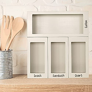 Round Branch Ziplock Bag Storage Organizer for Kitchen Drawer, 4 Piece Set, Light Gray, 4 Separate Containers for Four Different Size Baggies, Gallon Quart Sandwich Snack, Fits Most Brands