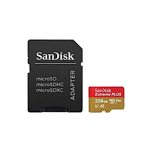 SanDisk Extreme Plus 256GB microSDXC Card with Adapter UHS-I, U3, A2, V30 - SDSQXBZ-256G-ANCMA