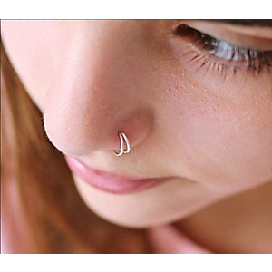 D.Bella Spiral Nose Ring for Single Piercing - Surgical Steel Nose Hoop in Silver, Rose Gold and Black