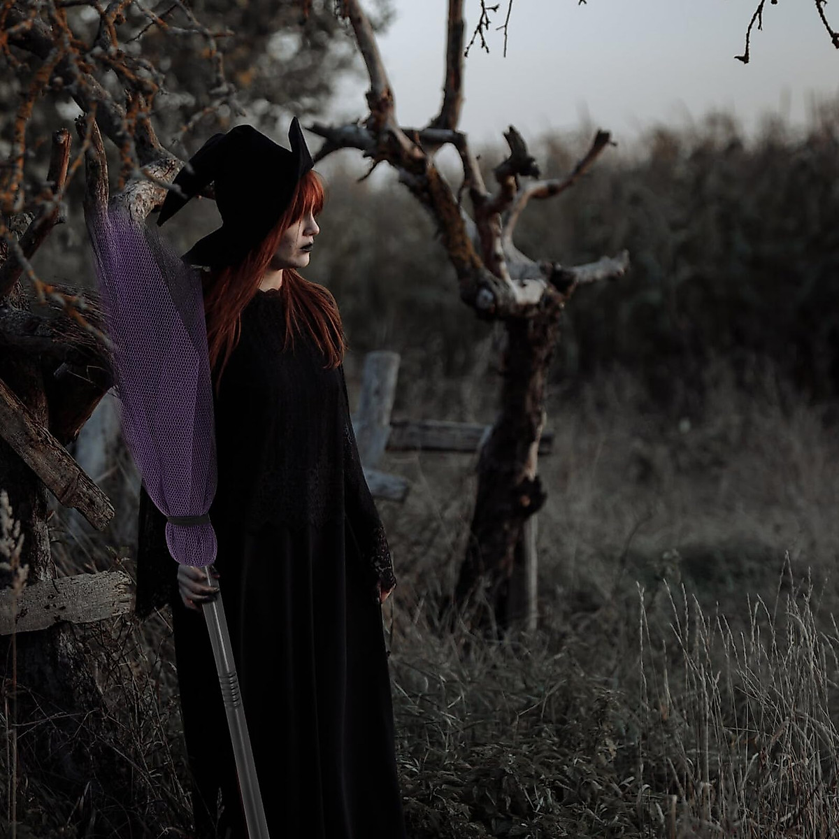 Sewroro 2pcs Halloween Witch Broom Plastic Broom Witch Broomstick Halloween Animated Moving Witches Broom Cosplay Accessory (Random Color)