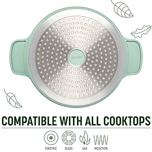 Goodful All-In-One Pot, Multilayer Nonstick, High Performance Cast Dutch Oven With Matching Lid, Roasting Rack And Turner, Made Without PFOA, Dishwasher Safe Cookware, 4.7-Quart, Sage Green