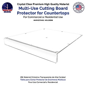 Clear Acrylic Cutting Board 12" x 11" with 1 Inch Lip Countertop Charcuterie Chopping Block and Several Rubber Bumpers by Marketing Holders