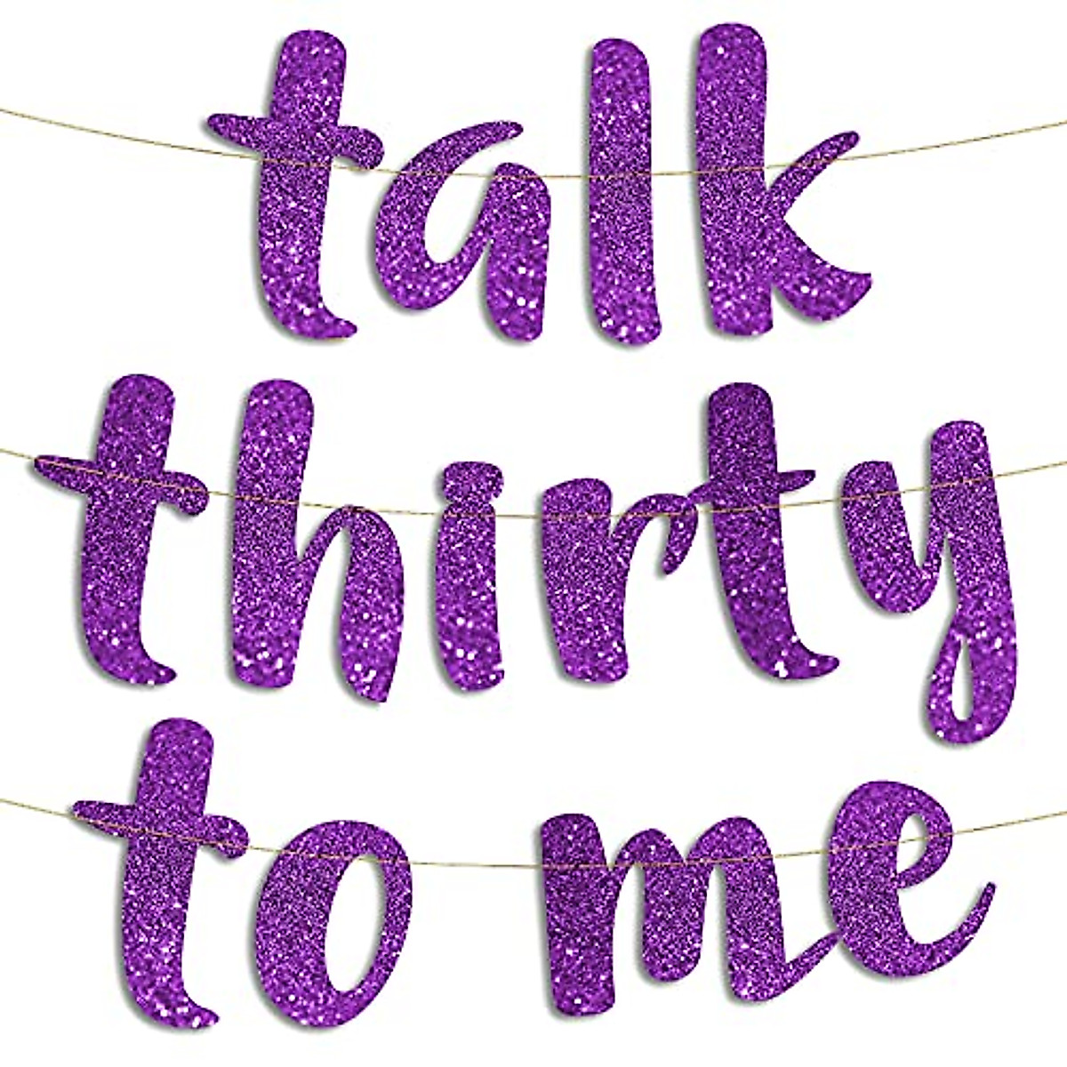 Talk Thirty To Me Purple Glitter Banner - 30th Birthday Party Decorations and Supplies